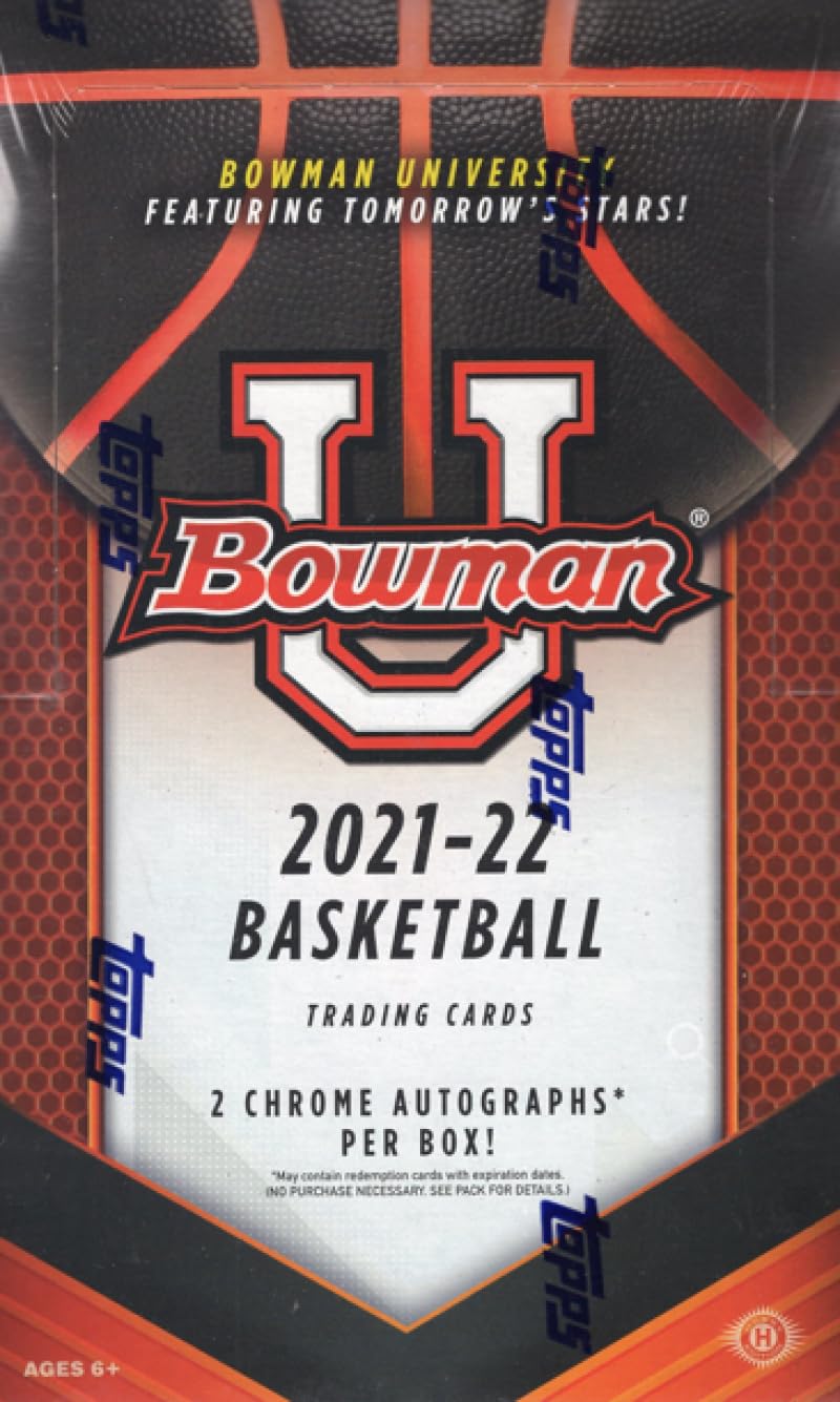 2021-22 Bowman University Basketball Hobby Box (24 Packs/4 Cards: 2 Autos, 5 Ref)