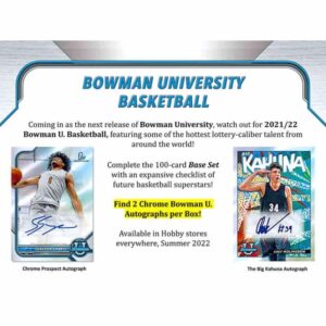 2021-22 Bowman University Basketball Hobby Box (24 Packs/4 Cards: 2 Autos, 5 Ref)