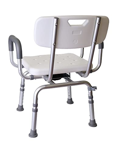 360 Degree Heavy Duty Swivel Shower Chair with Armrests and Back Support, Shower Chair for Inside Shower, Tub Transfer Bench, Shower Stool&Bath Chair(RightHand Handle)