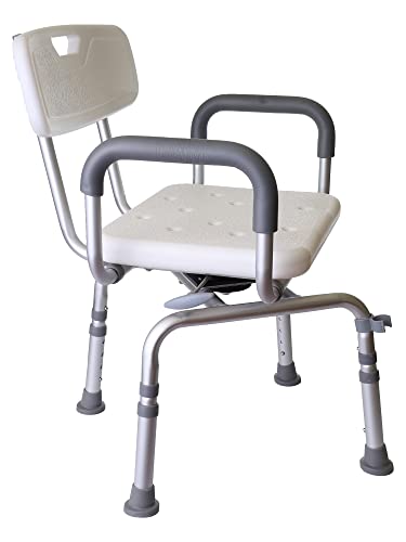 360 Degree Heavy Duty Swivel Shower Chair with Armrests and Back Support, Shower Chair for Inside Shower, Tub Transfer Bench, Shower Stool&Bath Chair(RightHand Handle)