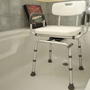 360 Degree Heavy Duty Swivel Shower Chair with Armrests and Back Support, Shower Chair for Inside Shower, Tub Transfer Bench, Shower Stool&Bath Chair(RightHand Handle)