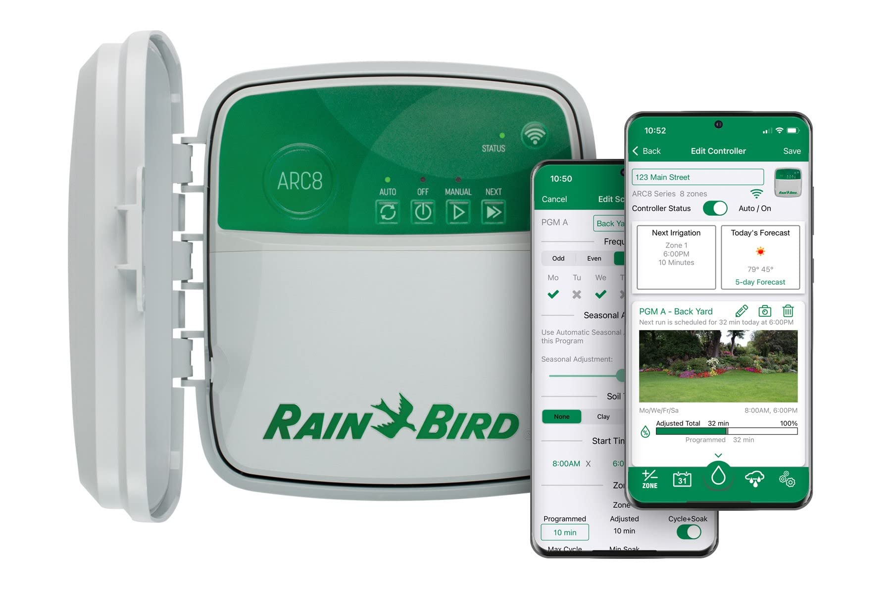 Rain Bird ARC8 App-Based Indoor/Outdoor Smart Irrigation WiFi Timer/Controller, 8-Zone/Station, EPA WaterSense Certified, Compatible with Alexa