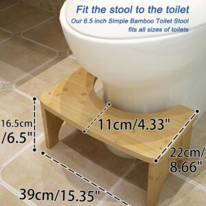 Bamboo Toilet Stool for Adults, 6.5" Poop Stool, Bathroom Toilet Potty Stool with Non-Slip Mat for Adults Children, Original Simple Design Healthy Portable Adult Toilet Poop Stool.(Wood) Healthy Gifts