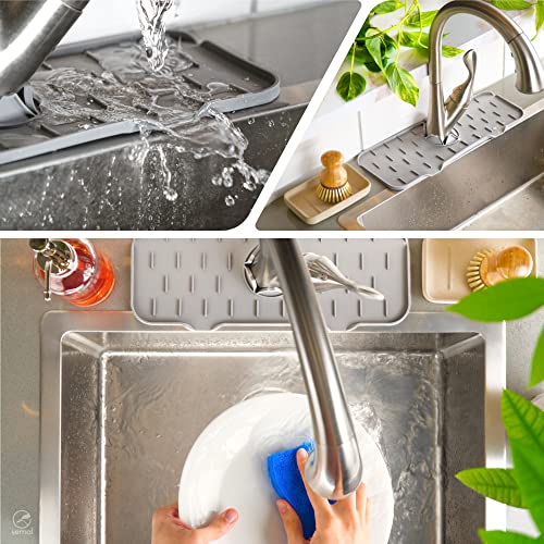 Ternal Sinkmat for Kitchen Faucet, Silicone, Grey, Splash Guard & Drip Catcher For Around Faucet Handle