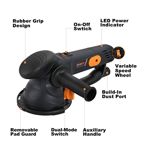 MAXXT Electric 5mm Random Orbital Sander 500W 4.5A Multi-function Variable Speed Electric Corded Orbital Sanders Machine with 10 Sanding Paper for Woodworking (R7304-120)