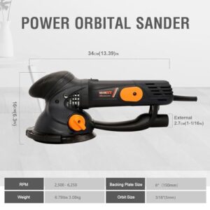 MAXXT Electric 5mm Random Orbital Sander 500W 4.5A Multi-function Variable Speed Electric Corded Orbital Sanders Machine with 10 Sanding Paper for Woodworking (R7304-120)