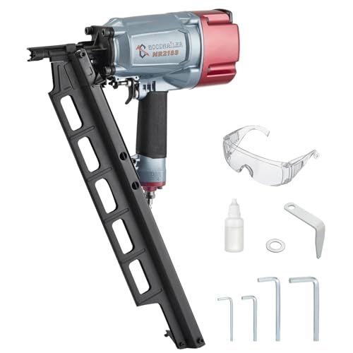 Goodnailer NR2183 Framing nailer 21 Degree Plastic Strip Nailer 2-Inch up to 3-1/4-Inch Plastic Collated Full Head Framing Nails Steel Magazine Light Weight Fast Speed