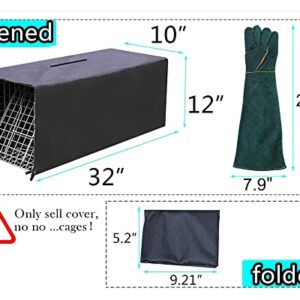 Deblue Feral Cat Trap Cage Cover, 32" Cage Trap Cover for Live Animals with Bite Proof Gloves, Large Trap Cage Cover for 1 Door Humane Trap Cage-(NO CAGE)