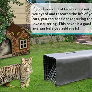 Deblue Feral Cat Trap Cage Cover, 32" Cage Trap Cover for Live Animals with Bite Proof Gloves, Large Trap Cage Cover for 1 Door Humane Trap Cage-(NO CAGE)