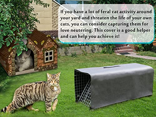 Deblue Feral Cat Trap Cage Cover, 32" Cage Trap Cover for Live Animals with Bite Proof Gloves, Large Trap Cage Cover for 1 Door Humane Trap Cage-(NO CAGE)