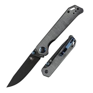 kizer begleiter 2 folding pocket knife with n690 blade, black micarta knife with thumb stud, deep carry clip for edc-v4458.2e6