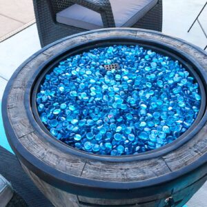 GRISUN 1/2 Inch Caribbean Blue Fire Glass Beads for Fire Pit, 20 Pounds Round Glass Rocks Teal for Natural or Propane Fireplace, Fire Pit Round Glass Safe for Outdoors and Indoors Fire Pit Glass