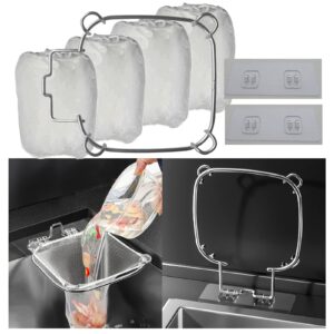 kitchen sink strainer basket with sink net bag and stainless steel holder upgraded kitchen triangular sink filter sink food catcher corner sink strainer with disposable mesh strainer bag