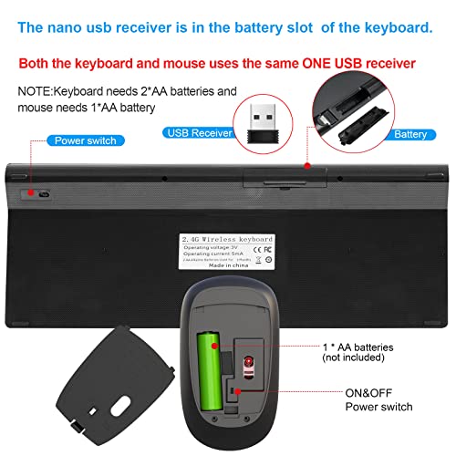 HXMJ-Wireless Large Print Keyboard and Mouse Combo with USB Receiver for Seniors and Visually Impaired Low Vision Individuals-Yellow