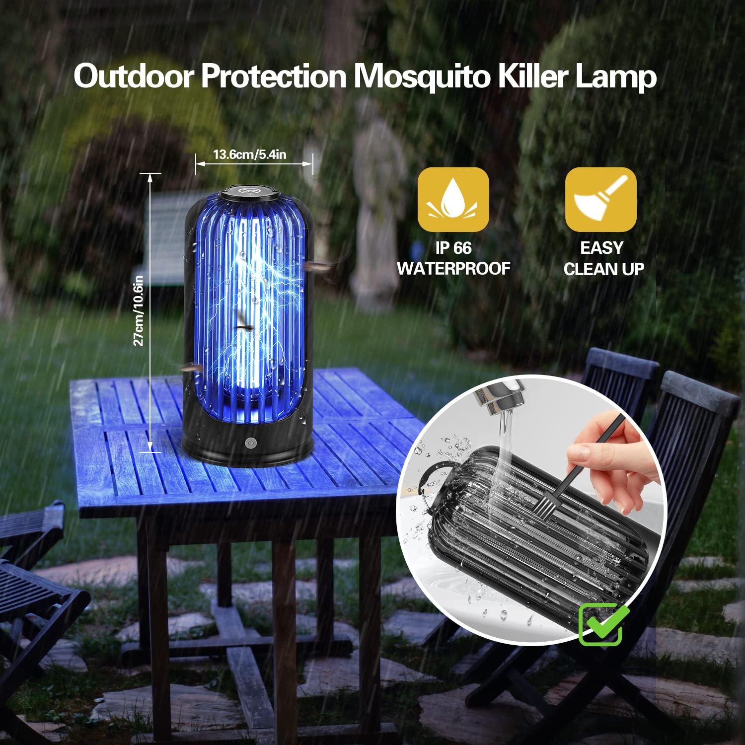 Bug Zapper 2000V High Powered UV Light Electric Mosquito Zapper Waterproof Mosquito Killer Lamp Light-Emitting Flying Insect Control Lamp for Home, Patio, Backyard, Camping