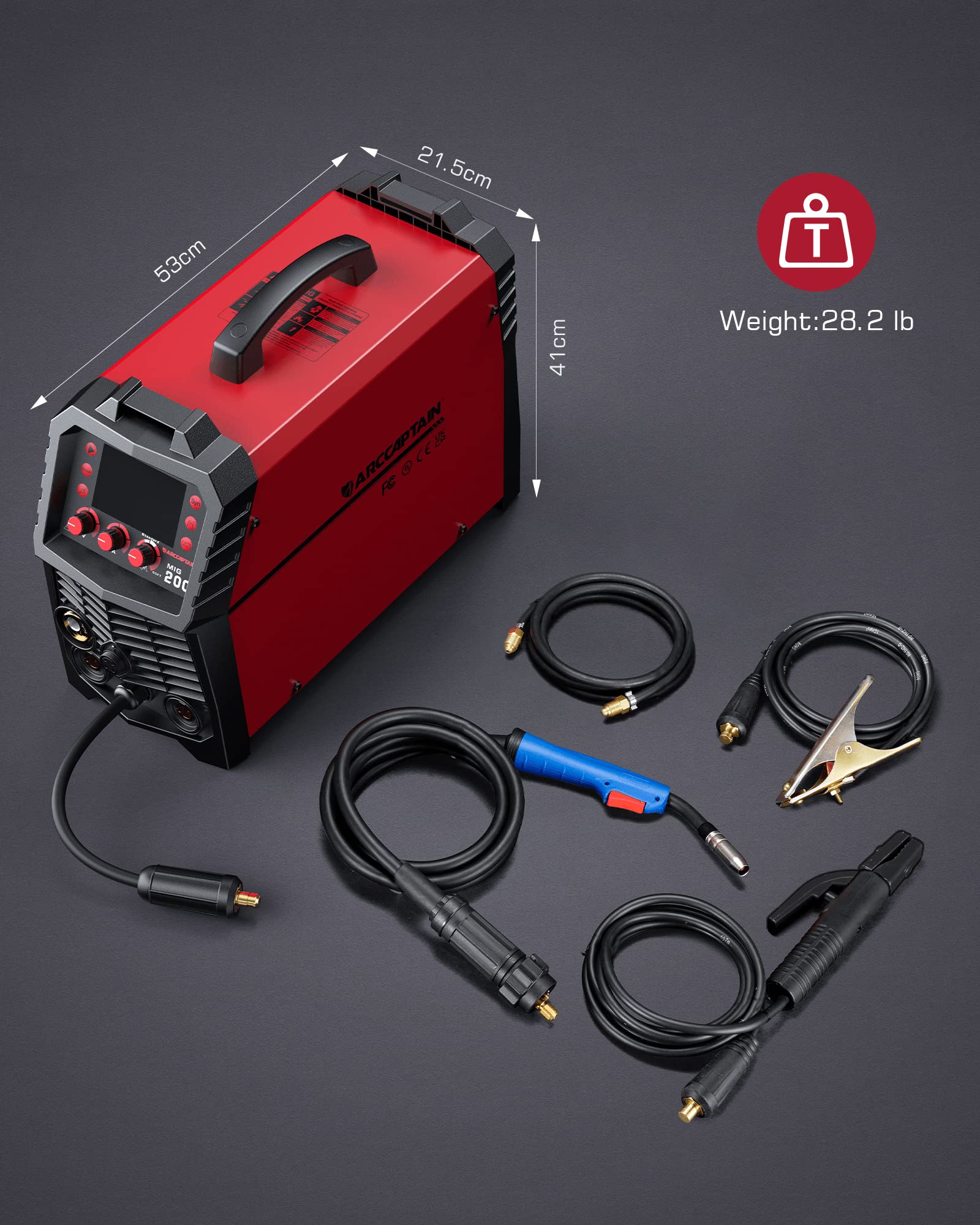 ARCCAPTAIN MIG Welder, 200Amp 6 in 1 Gas MIG/Gasless Flux Core MIG/Stick/Lift TIG/Spot welding/Spool Gun 110V/200V Aluminum Multi Process Welding Machine with LED Digital Display, Burn Back Adjustment