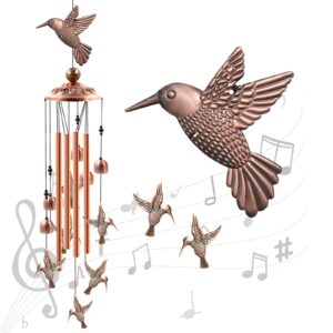 wind chimes outdoor clearance, ukulork aluminum tube windchime with s hook,patio garden decor, housewarming gift. (hummingbird)