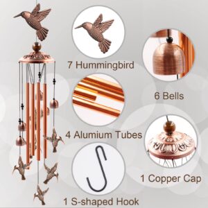 Wind Chimes Outdoor Clearance, Ukulork Aluminum Tube Windchime with S Hook,Patio Garden Decor, Housewarming Gift. (Hummingbird)