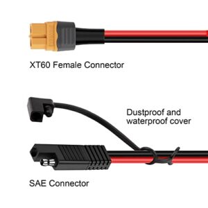 iGreely SAE to XT60 Connector Cable Solar Panel Adapter for Portable Power Station Solar Generator Charger 12AWG 6Ft 1.8M