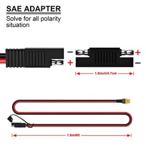 iGreely SAE to XT60 Connector Cable Solar Panel Adapter for Portable Power Station Solar Generator Charger 12AWG 6Ft 1.8M