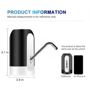 JAZJOCY Water Pump for 5 Gallon Bottle Premium Quality Jug Dispenser Universal Fit Electric - USB Portable Drinking Home, Office and Camping, Black (O-EWD-16868)