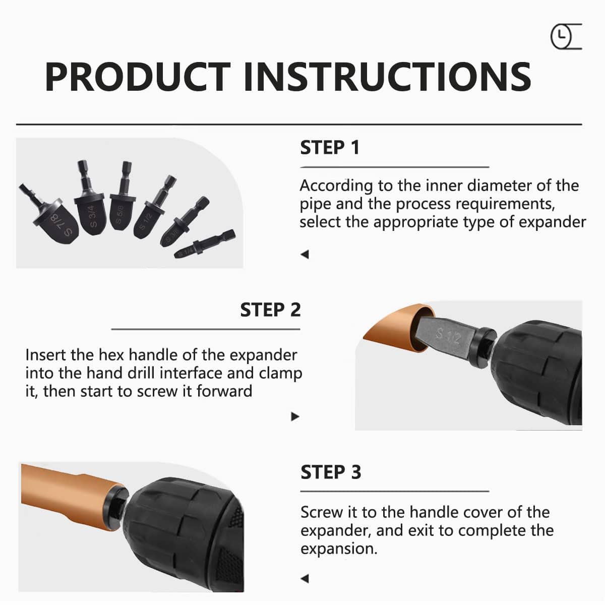 Hymnorq HVAC Tube Swaging Tool 6PC Drill Bit Set, Copper Pipe Expander Bit for Air Conditioner Repairing, Include 7/8 3/4 5/8 1/2 3/8 and 1/4, Hex Shank for Impact Drill and Power Drill