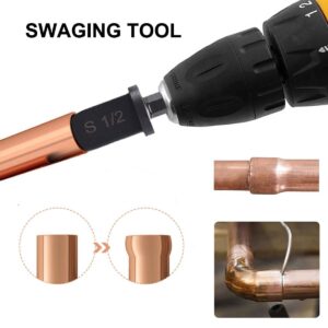 Hymnorq HVAC Tube Swaging Tool 6PC Drill Bit Set, Copper Pipe Expander Bit for Air Conditioner Repairing, Include 7/8 3/4 5/8 1/2 3/8 and 1/4, Hex Shank for Impact Drill and Power Drill