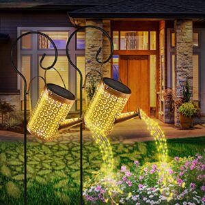 solar watering can lights, bigger garden lights, solar lights outdoor waterproof garden decor lights for outside, metal hanging solar landscape light decorative, yard decor decoration patio gifts