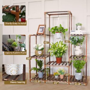 Uneedem Plant Stand Indoor Outdoor Tall Shelf for Multiple Plants 8 Tiers 12 Pot Large Rack Pine Wood Corner Plant/Flower Holder for Room Corner Balcony