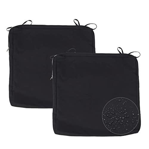 Leeymoo Large Patio Chair Seat Cushion Covers, Water Repellent Patio Seat Cushion Covers-Only Covers (19"X19"X4" 2 Pack Black)