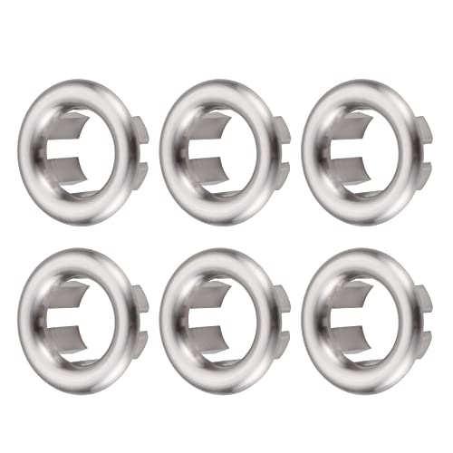 ARCORA 6 Pack Sink Overflow Ring Brushed Nickel Bathroom Kitchen Sink Basin Trim Overflow Cover Hole Insert Cap