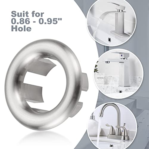 ARCORA 6 Pack Sink Overflow Ring Brushed Nickel Bathroom Kitchen Sink Basin Trim Overflow Cover Hole Insert Cap