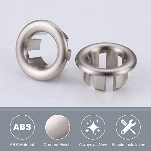 ARCORA 6 Pack Sink Overflow Ring Brushed Nickel Bathroom Kitchen Sink Basin Trim Overflow Cover Hole Insert Cap