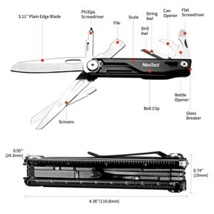 NexTool Knight Multi Tool Pocket Knife, Multitool Knife with Huge Scissors, Glass Breaker, Can/Bottle Opener, Floding Camping Knife with Safety Locking for Camping/Emergencies/EDC, Cool Gifts for Men