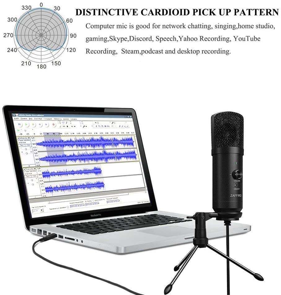 Z ZAFFIRO USB Microphone, Adjustable Microphone, Condenser Microphone for Computer Recording Vocals, Dubbing, Streaming Broadcast and YouTube Video, Conference Microphone