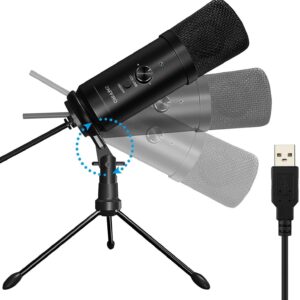 Z ZAFFIRO USB Microphone, Adjustable Microphone, Condenser Microphone for Computer Recording Vocals, Dubbing, Streaming Broadcast and YouTube Video, Conference Microphone