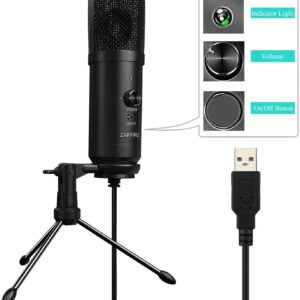 Z ZAFFIRO USB Microphone, Adjustable Microphone, Condenser Microphone for Computer Recording Vocals, Dubbing, Streaming Broadcast and YouTube Video, Conference Microphone