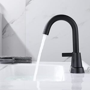 NEWATER 2-Handle Matte Black Bathroom Faucet 4-Inch Centerset 2-3 Hole Black Bathroom Sink Faucet，Lavatory Sink Faucet with Pop-Up Drain Assembly and Faucet Supply Lines