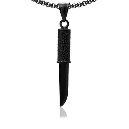 Fusamk Fashion Titanium Steel Dagger Tag Pendant Knife Necklace(1_Black Knife)