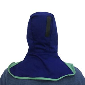 Fox Alloy Blue Canvas Protective Welding Hood Cap with Neck Shoulder Drape Torching Hood Welder Hat Mask for Men & Women