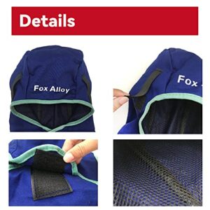 Fox Alloy Blue Canvas Protective Welding Hood Cap with Neck Shoulder Drape Torching Hood Welder Hat Mask for Men & Women