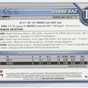 2022 BOWMAN #90 SHANE BAZ RC RAYS BASEBALL MLB