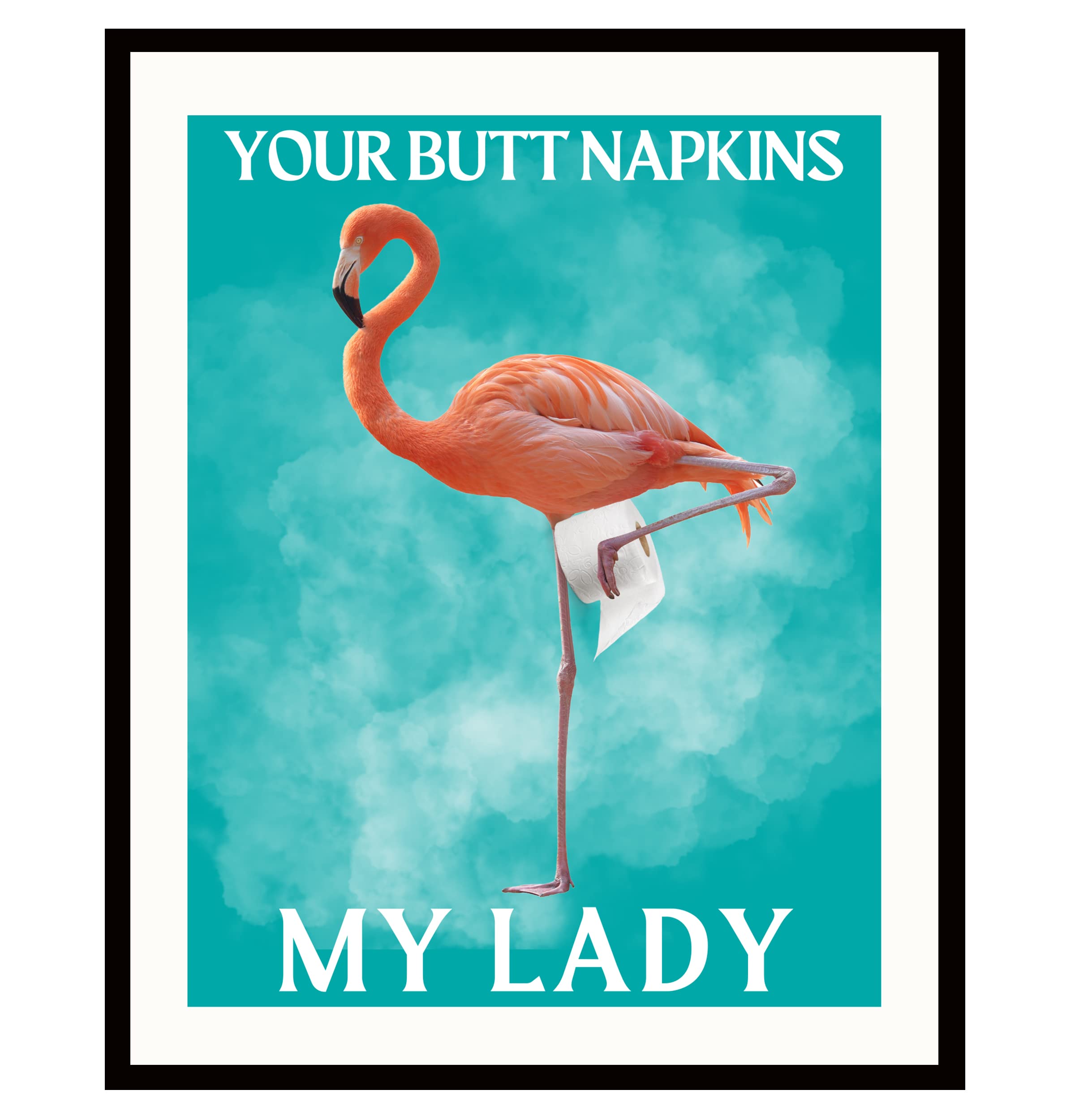 Roxbury Row Flamingo Bathroom Decor | Flamingo Decor, Decorations, Funny Bathroom Signs, Flamingo Bathroom Poster, Pink Flamingo Gifts for Women | Teal Bathroom Decor (8x10 Unframed)