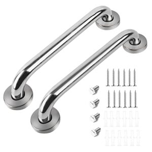 2 pack 12 inch shower grab bars, lonvichtt stainless steel shower handle, bathroom safety bars, elderly, pregnant, handicap senior assist bath handle