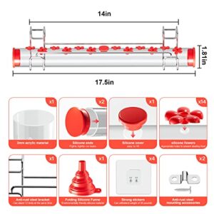 Rxivir Window Hummingbird Feeder Suction Cup, Humming Birds Feeders for Outside Window,Window Bird Feeders for Viewing，Easy to Assemble, Fill and Clean,16 Oz