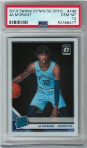 psa gem mint 10 2019 panini donruss optic ja morant rated rookie card