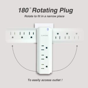 Wall Outlet Extender Surge Protector ZLMHONE 9AC Multiple Plug Outlet and 2 USB Charging Ports, 3-Sided Spaced Widely Wall Outlet Extender with Rotating Plug for Home, Office, Travel