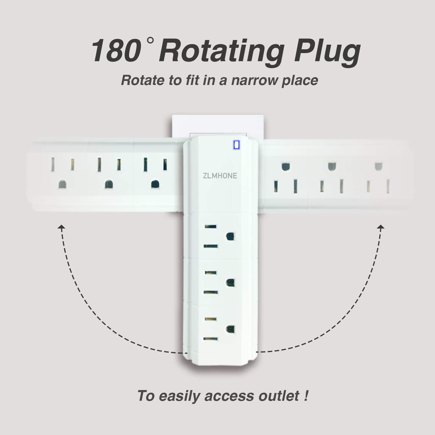 Wall Outlet Extender Surge Protector ZLMHONE 9AC Multiple Plug Outlet and 2 USB Charging Ports, 3-Sided Spaced Widely Wall Outlet Extender with Rotating Plug for Home, Office, Travel