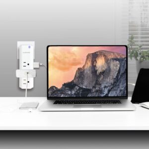 Wall Outlet Extender Surge Protector ZLMHONE 9AC Multiple Plug Outlet and 2 USB Charging Ports, 3-Sided Spaced Widely Wall Outlet Extender with Rotating Plug for Home, Office, Travel