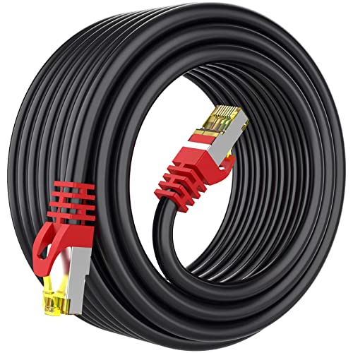 Boahcken Cat 8 Ethernet Cable 75 ft,Heavy Duty high Speed 26AWG Internet Network Cable,40Gbps,2000Mhz RJ45 Shielded Patch Cord,Indoor&Outdoor Weatherproof LAN Cable for Modem/Gaming-Black